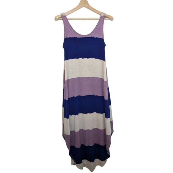 mts | Dresses | Mts Navy Ivory Lilac Scoop Neck Stripe Dress Wpockets ...